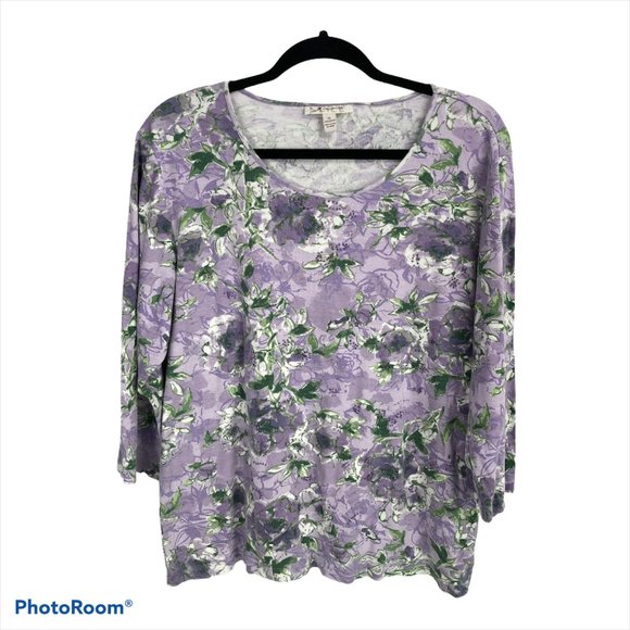 JM Collection | Tops | Jm Collection Purple Floral Shirt Xl | Poshmark